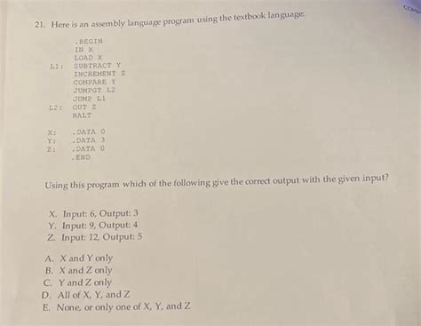 Solved Using This Program Which Of The Following Give The