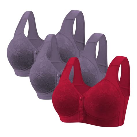 Ainiys 3pc Front Closure Soft Cup Bra Wireless Breathable Everyday Bras