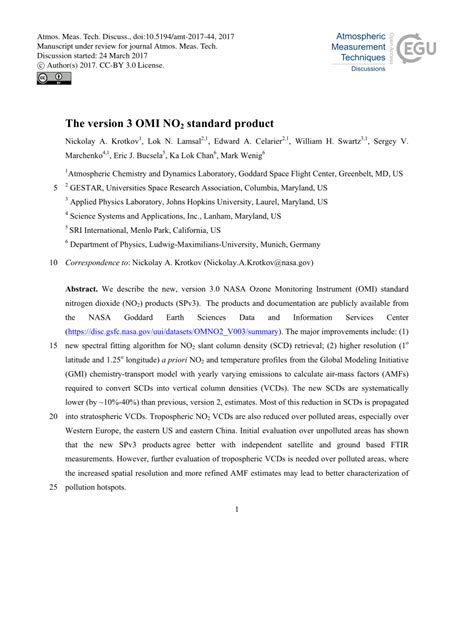Pdf The Version 3 Omi No2 Standard Product