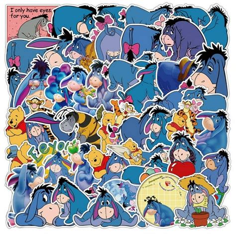 Eeyore Cartoon Characters 50 Assorted Decals Stickers Set