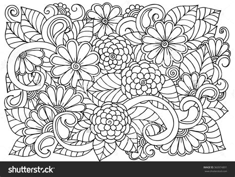 Stock Vector Doodle Floral Pattern In Black And White Page For Coloring