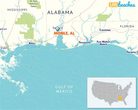 Map Of Mobile Alabama Live Beaches