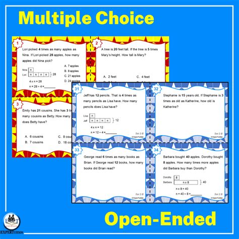 Multiplicative Comparison Word Problems Task Cards Set 2 Expertuition