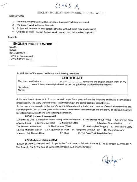 class x holiday homework project pdf numbers chemical reactions