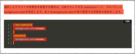 cssのselectionで選択したテキストの色を変更するやり方