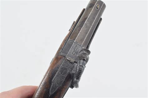 Lot Small Pocket Percussion Derringer Pistol With German Silver Mounts Having A 2 3 4