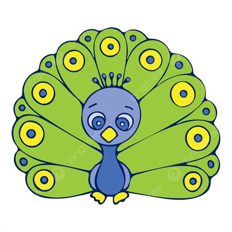 Colorful Handdrawn Peacock For Design And Printing Line Element Drawn