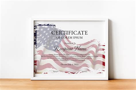 Veterans Certificate Of Appreciation 4th Of July Template Editable