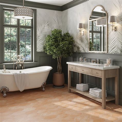 Camila Terra Cotta Hex Porcelain Tile Modern Bathroom Tile Porcelain