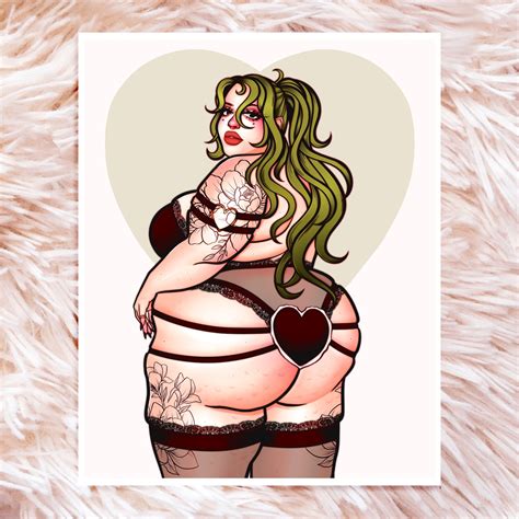 Green Girly Print Fat Positive Art Body Positive Art Plus Size