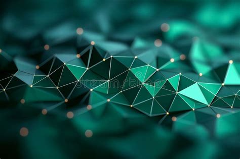 Low Poly Geometric Pattern Featuring Green Triangular Shapes With Glowing Edges Creating Dynamic