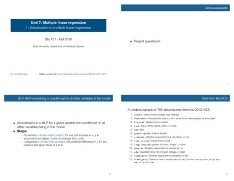 [ppt] Unit 7 Multiple Linear Regression 1 Introduction To Multiple Powerpoint Presentation
