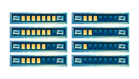 Premium Vector Set Of Fantasy Blue Space Game Ui Progress Bar Panel With Increase And Decrease