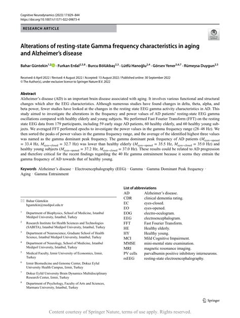 Alterations Of Resting State Gamma Frequency Characteristics In Aging