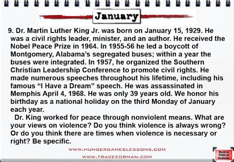 Hunger Games Lessons Dr Martin Luther King Jr Writing Prompt