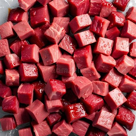 Beef Cubes Isolated On White Background Stock Illustration