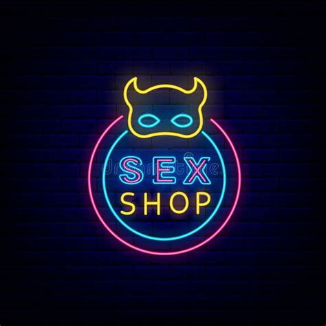 Sex Shop Neon Signboard On Brick Wall Sexual Mask Adult Accessories