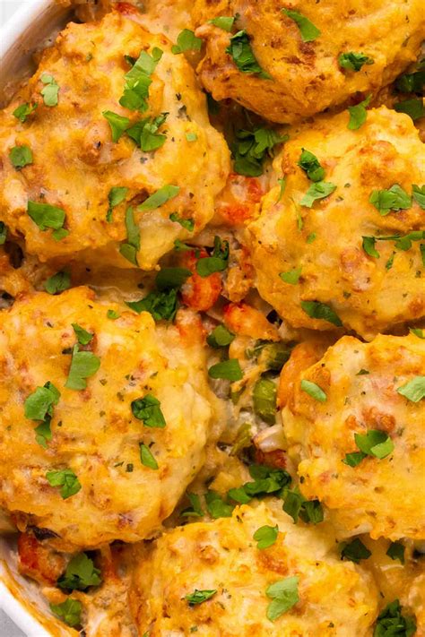 Seafood Casserole With Cheddar Bay Biscuits Mighty Mrs Super Easy