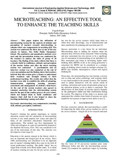 Pdf Microteaching An Effective Tool To Enhance The Teaching Skills