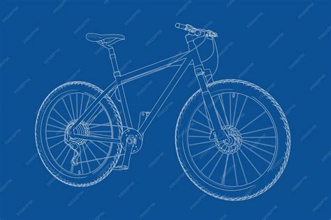 Premium Photo Technical Illustration Of Wire Frame Style Bicycle