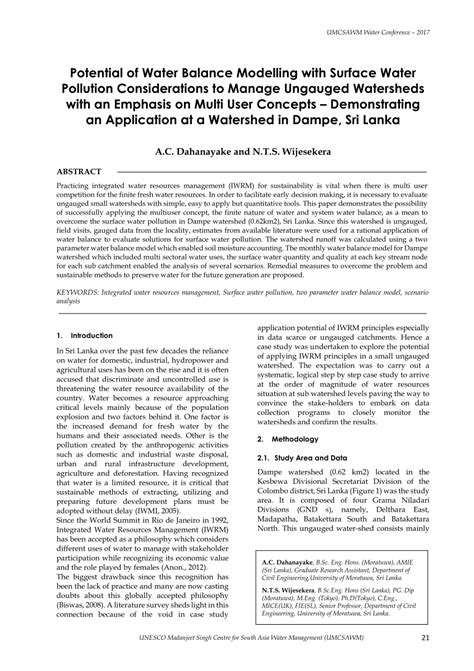 [pdf] potential of water balance modelling with surface water pollution