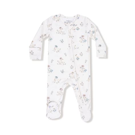Flower Ducklings 2 Way Zipper Footie Indigo