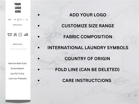 Care Label Template Instant Download Care Instructions Care Tag