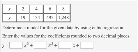 Solved Determine A Model For The Given Data By Using Cubic