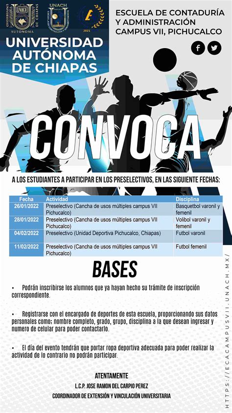 Convocatoria Para Preselectivos Del área De Deportes