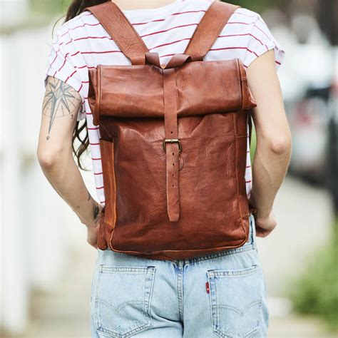 Personalised Rolltop Leather Backpack By Vida Vida