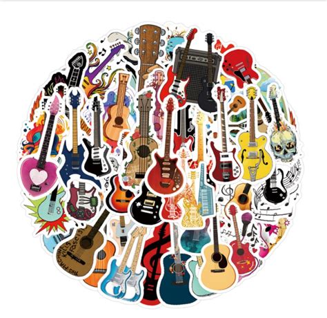 Set Of 55pcs Music Instrument Guitar Collection Vinyl Stickers For