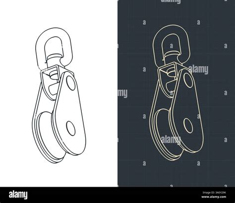Stainless Steel Single Block For Rigging Isometric Blueprints Stock