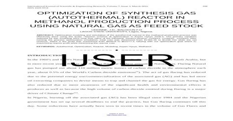 Pdf Optimization Of Synthesis Gas …autothermal Reactor In Methanol Production Process Using