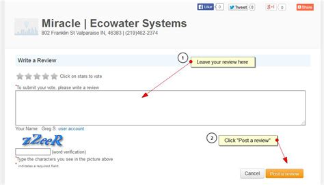 Review Instructions Miracle Ecowater Systems