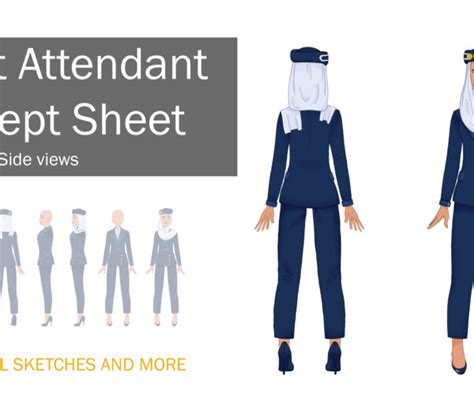 Artstation Flight Attendant Character Concept Sheet Game Assets