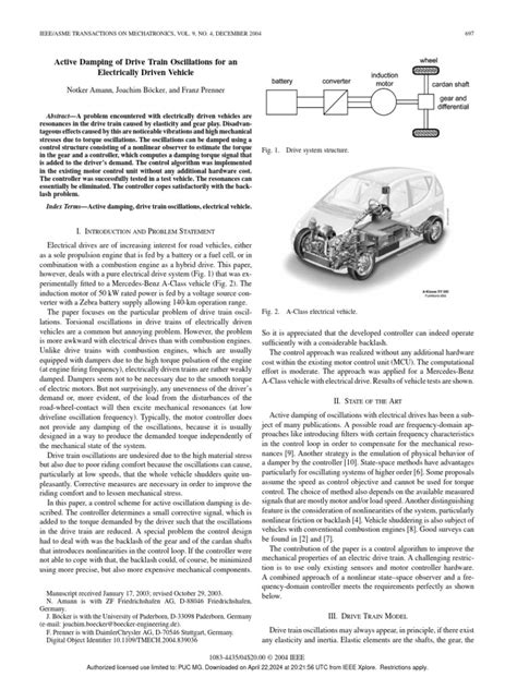 Active Damping Of Drive Train Oscillations For An Electrically Driven Vehicle Pdf Control