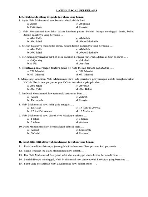 Latihan Soal Ski Kelas 3 Pdf