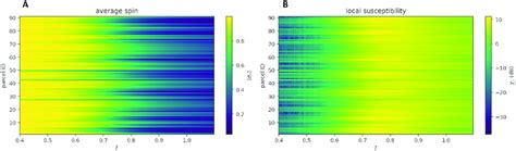 local magnetization and susceptibility as a function of temperature