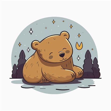 Premium Vector Cute Sleeping Bear Cartoon Illustration