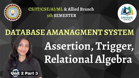 U2 P3 Assertion Trigger Relational Algebra Dbms Unit 2 One Shot