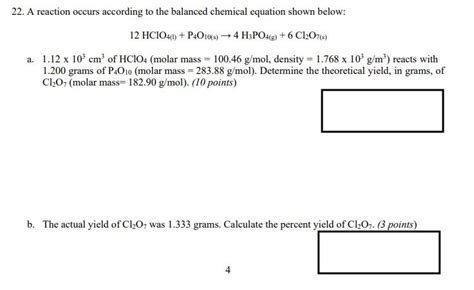 Solved 22 A Reaction Occurs According To The Balanced