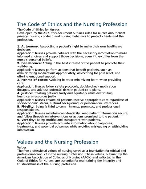 Printable Nursing Code Of Ethics