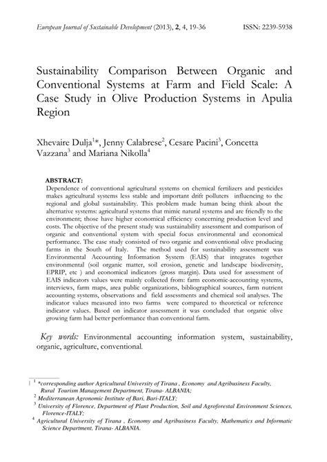 Pdf An Integrated Environmental Accounting Framework To Evaluate The Sustainability Of Olive