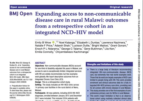 Expanding Access To Non Communicable Disease Care In Rural Malawi