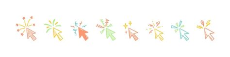 Premium Vector Holiday Firework Sparkle And Glitter Arrow Pointers Doodle Click Cursor