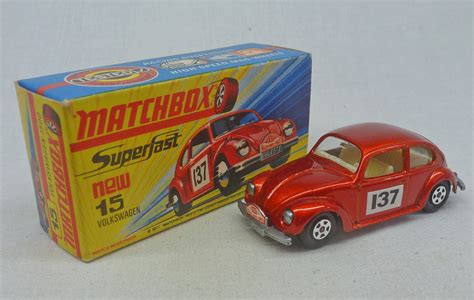 Rockertron Toys Matchbox Superfast Mb15d Volkswagen 1500 Beetle Red H Box