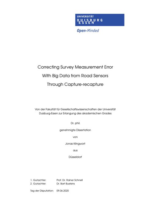 Pdf Correcting Survey Measurement Error With Big Data From Road Sensors Through Capture Recapture