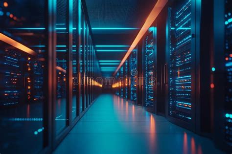 A Server Room With Connectivity And Computing Capabilities Networking Technology With Racks Of