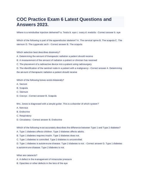 Coc Practice Exam 6 Latest Questions And Answers 2023 Exams Banking