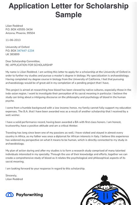 Letter Of Application Sample Application For Scholarship Lettern